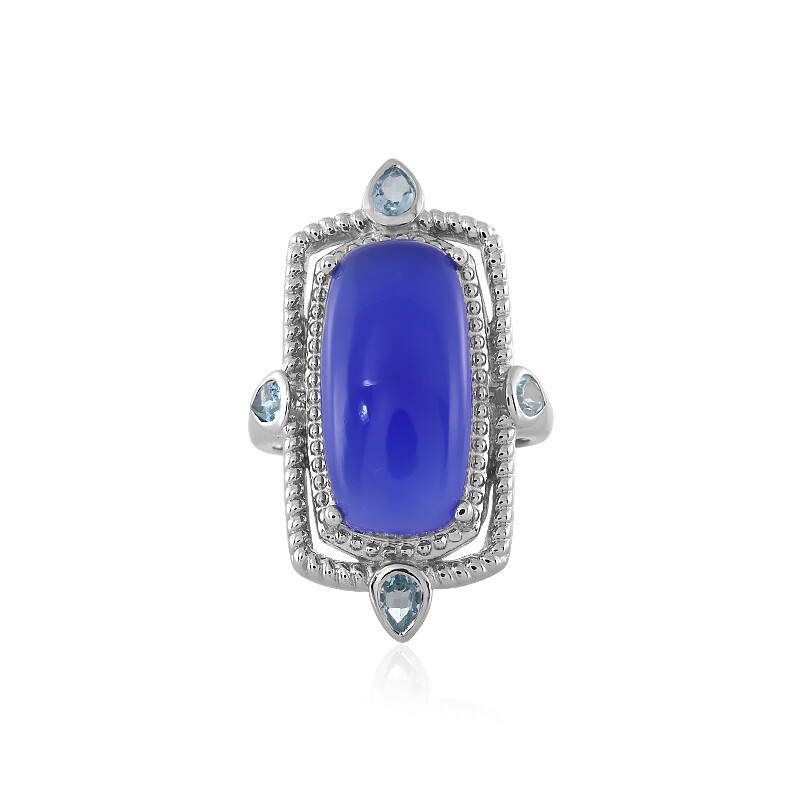 Anillo en plata con Calcedonia azul-7043LP | Juwelo Joyas