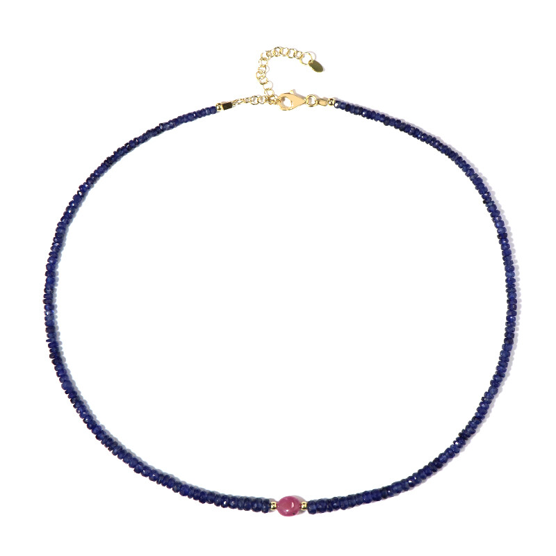 Collar de zafiro azul de Madagascar en oro vermeil