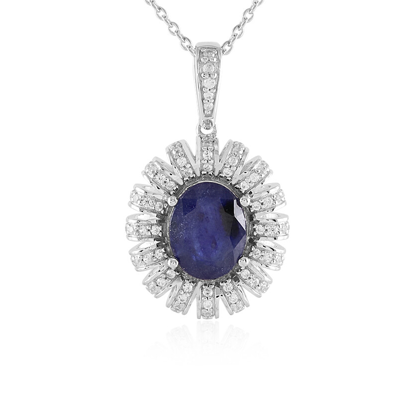 Collar en plata con Zafiro azul de Madagascar-1892HY | Juwelo Joyas